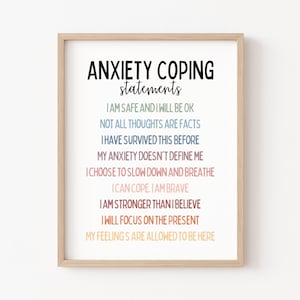 Anxiety Coping Statements, Therapy Office Decor, Mental Health Poster ...