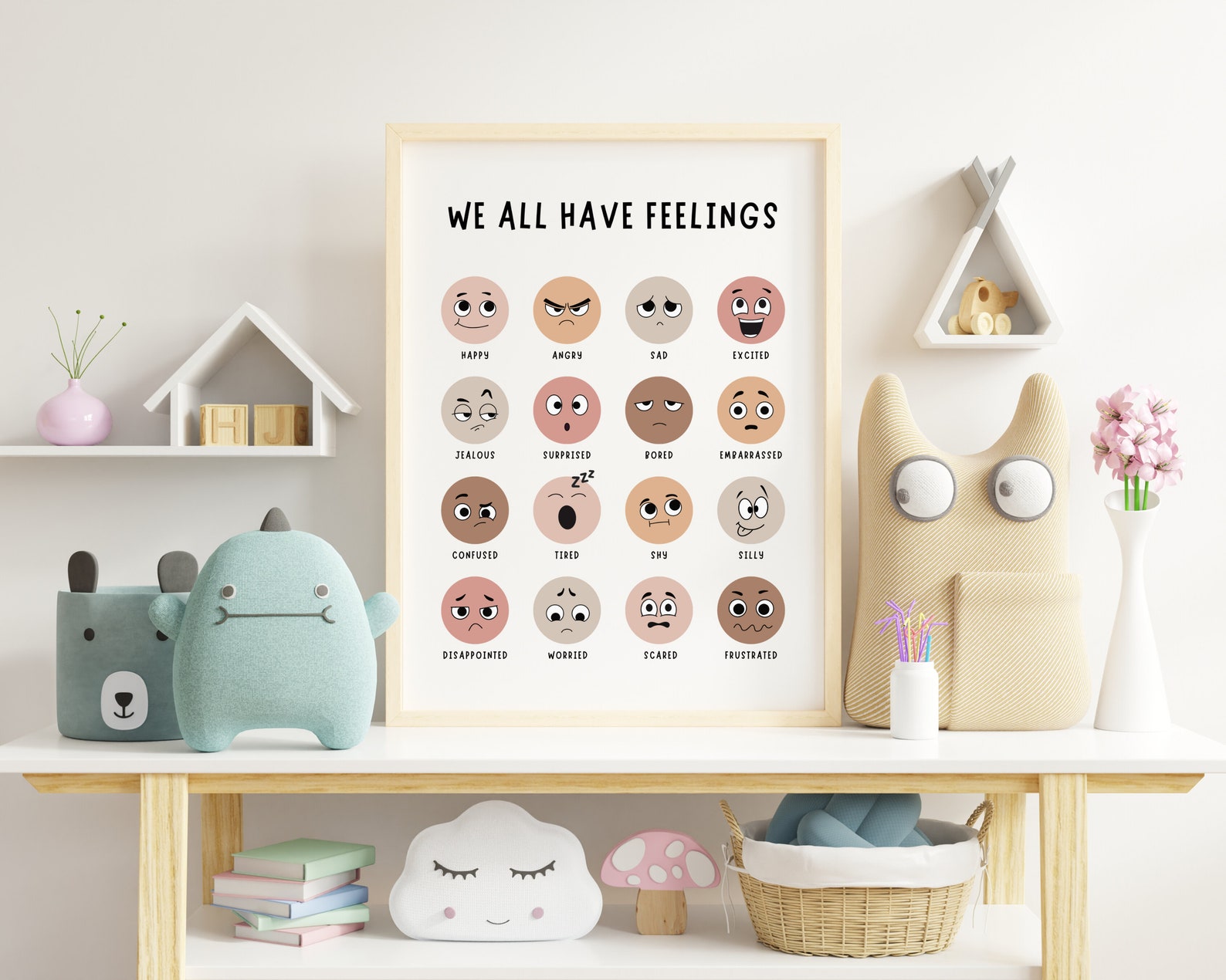 It's Okay to Feel, Boho Classroom Decor, Feelings Chart Poster, My ...