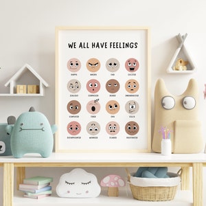It's Okay to Feel, Boho Classroom Decor, Feelings Chart Poster, My ...