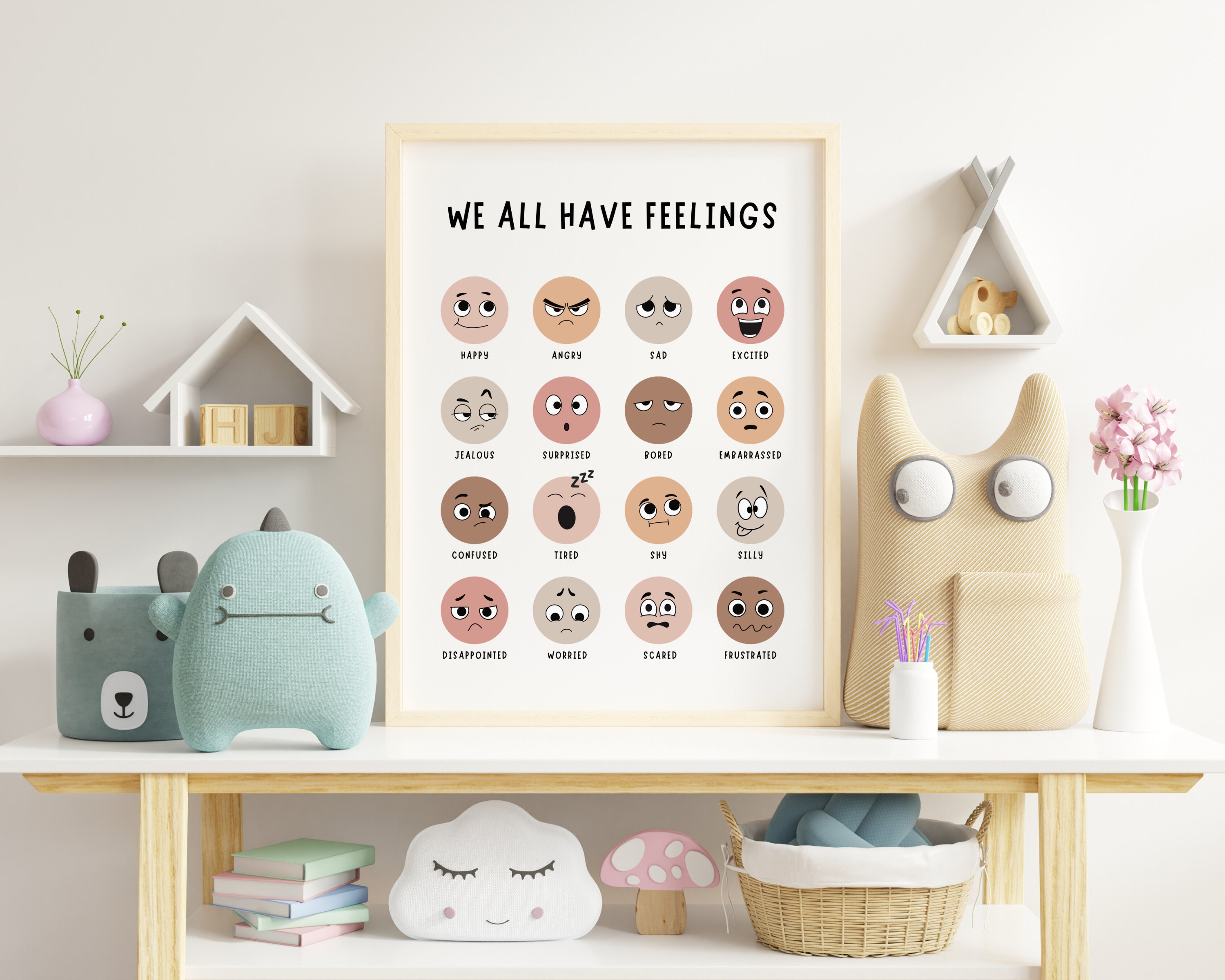 It's Okay to Feel, Boho Classroom Decor, Feelings Chart Poster, My ...