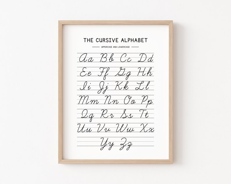Cursive Handwriting Chart, Homeschool Learning Tools, Alphabet Poster ...
