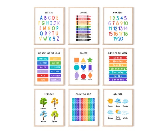 Alphabet Numbers Shapes 64 PCS Educational Flash Cards - Laminated ...