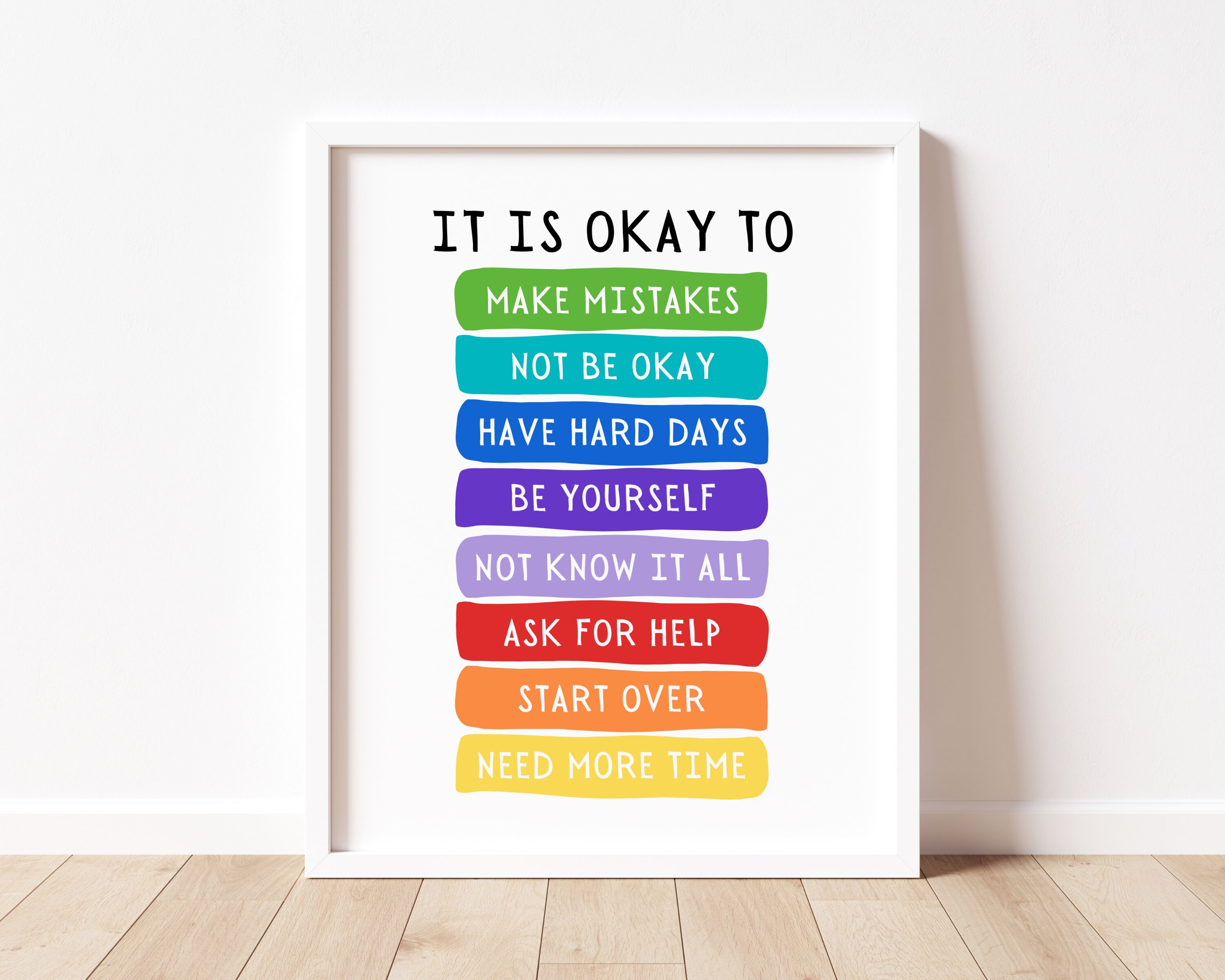 It's Okay to Not Be Okay Poster, Motivational Kids Art, Classroom ...