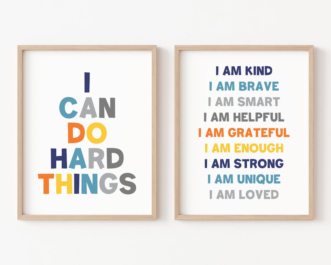 Affirmations for Kids, Boys Affirm Print, Blue Orange Playroom Poster ...