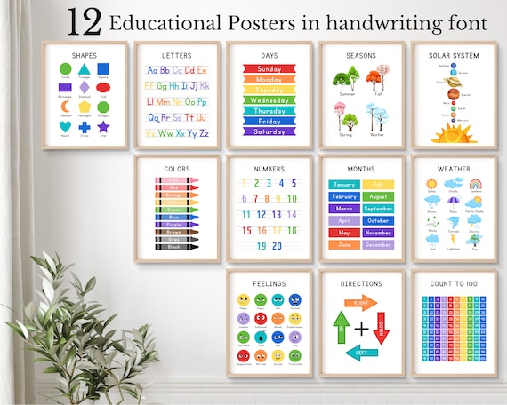 Educational Wall Charts 20 Pack 20 Pack Rainbow Educational Posters For ...