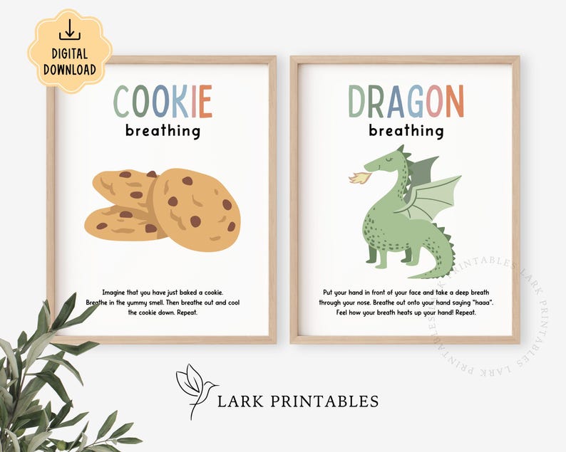School Counselor Office Printable Posters, Mindful Breathing Cards for ...