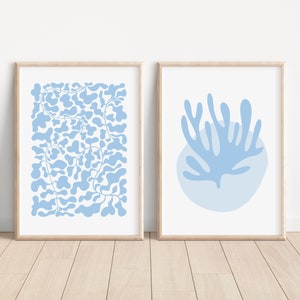 Blue Wall Art Set of 6 Boho Prints, Danish Pastel Decor, Gallery Wall ...