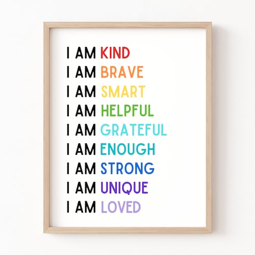 Positive Affirmations for Kids I Am Affirmations Poster - Etsy