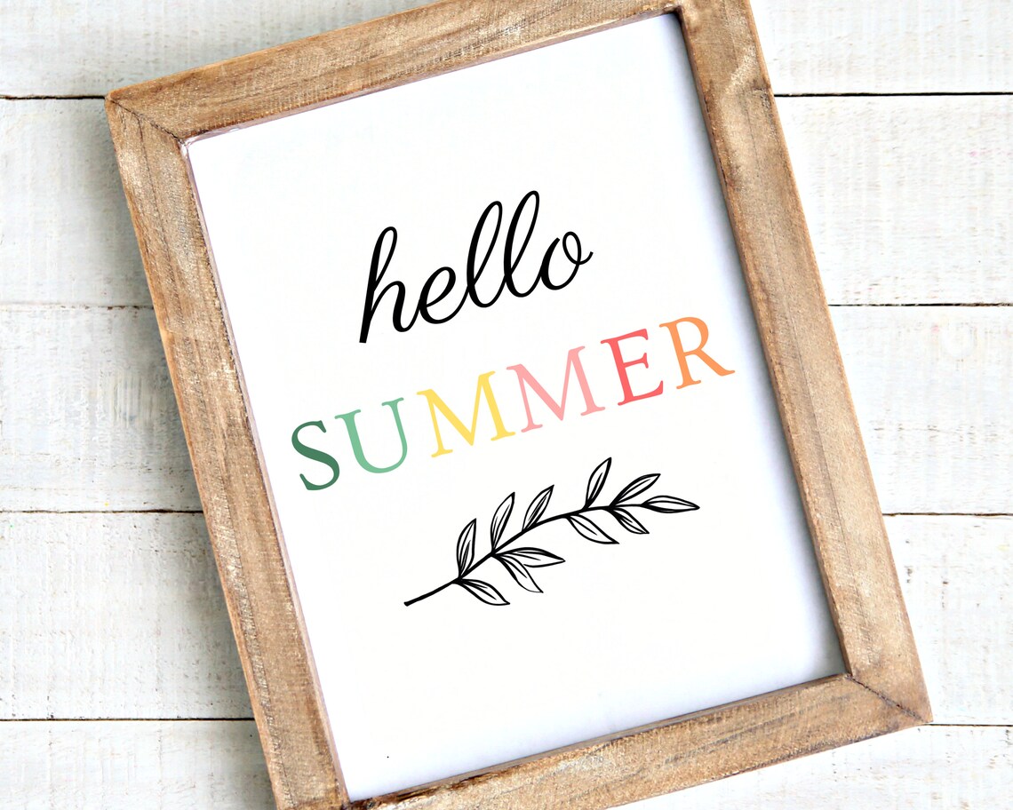 Hello Summer Printable Sign Summer Word Art Seasonal Sign - Etsy