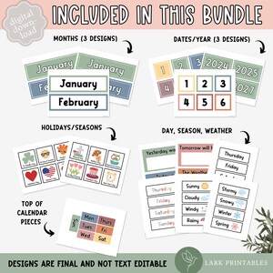 Classroom Calendar Set Printable, Pocket Chart Calendar Cards, Calendar ...