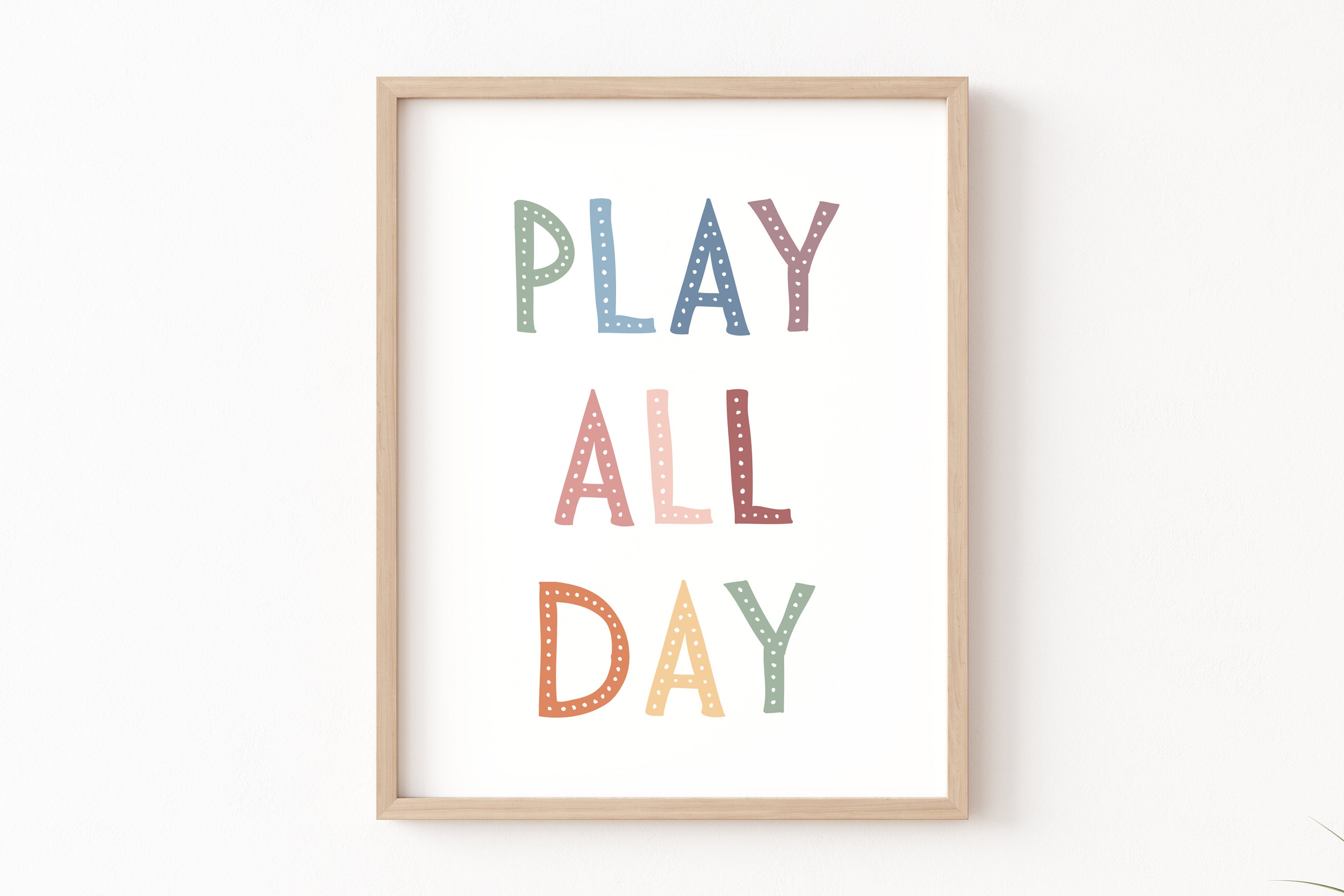 Play All Day Print Playroom Sign Nursery Wall Art Let's - Etsy