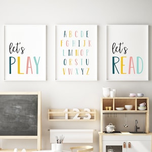Lets Play Printable Set of 3, Classroom Posters, Let's Play Set, Read ...