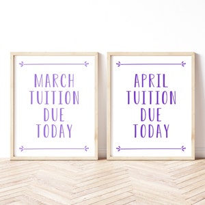 Monthly Tuition Due Sign Digital Download Printable, Dance Studio ...