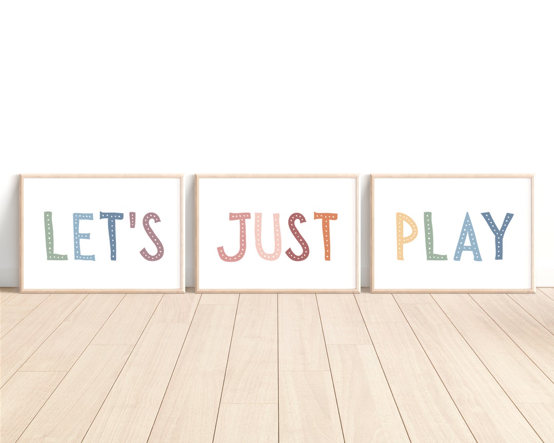 Set of 3 Playroom Prints, Playroom Sign Nursery Wall Art, Let's Play ...
