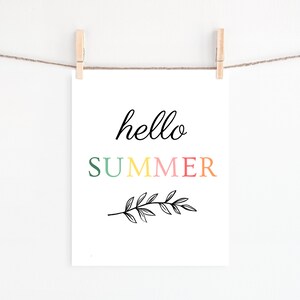 Hello Summer Printable Sign, Summer Word Art, Seasonal Sign, Farmhouse ...