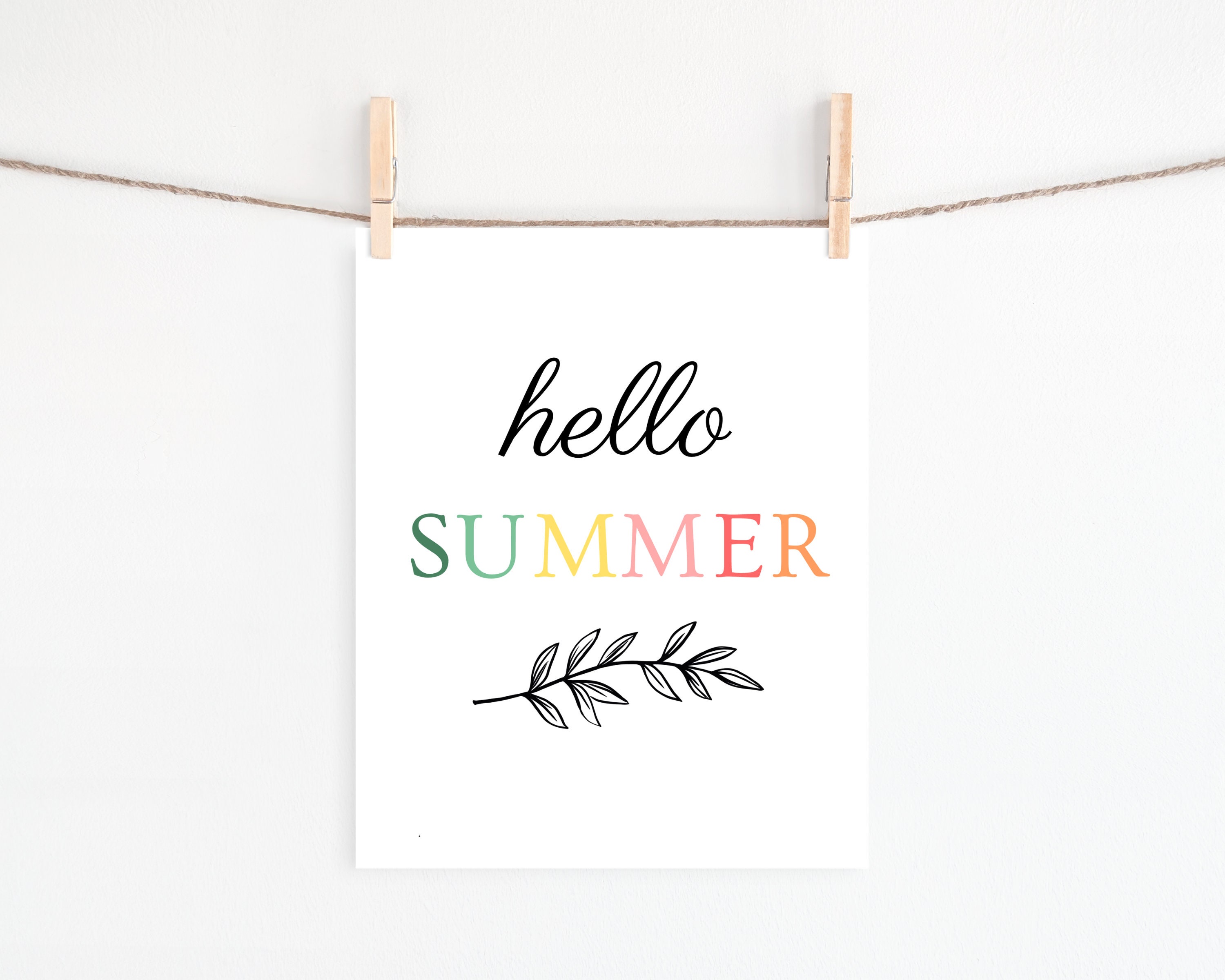 Hello Summer Printable Sign Summer Word Art Seasonal Sign | Etsy