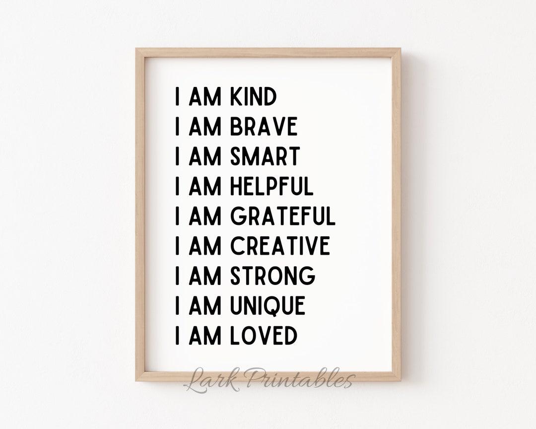 Affirmations for Kids, Classroom Posters, I Am Affirmations, Playroom ...