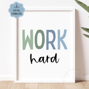 Work Hard and Be Kind Printable Poster, Classroom Decor, Motivational ...