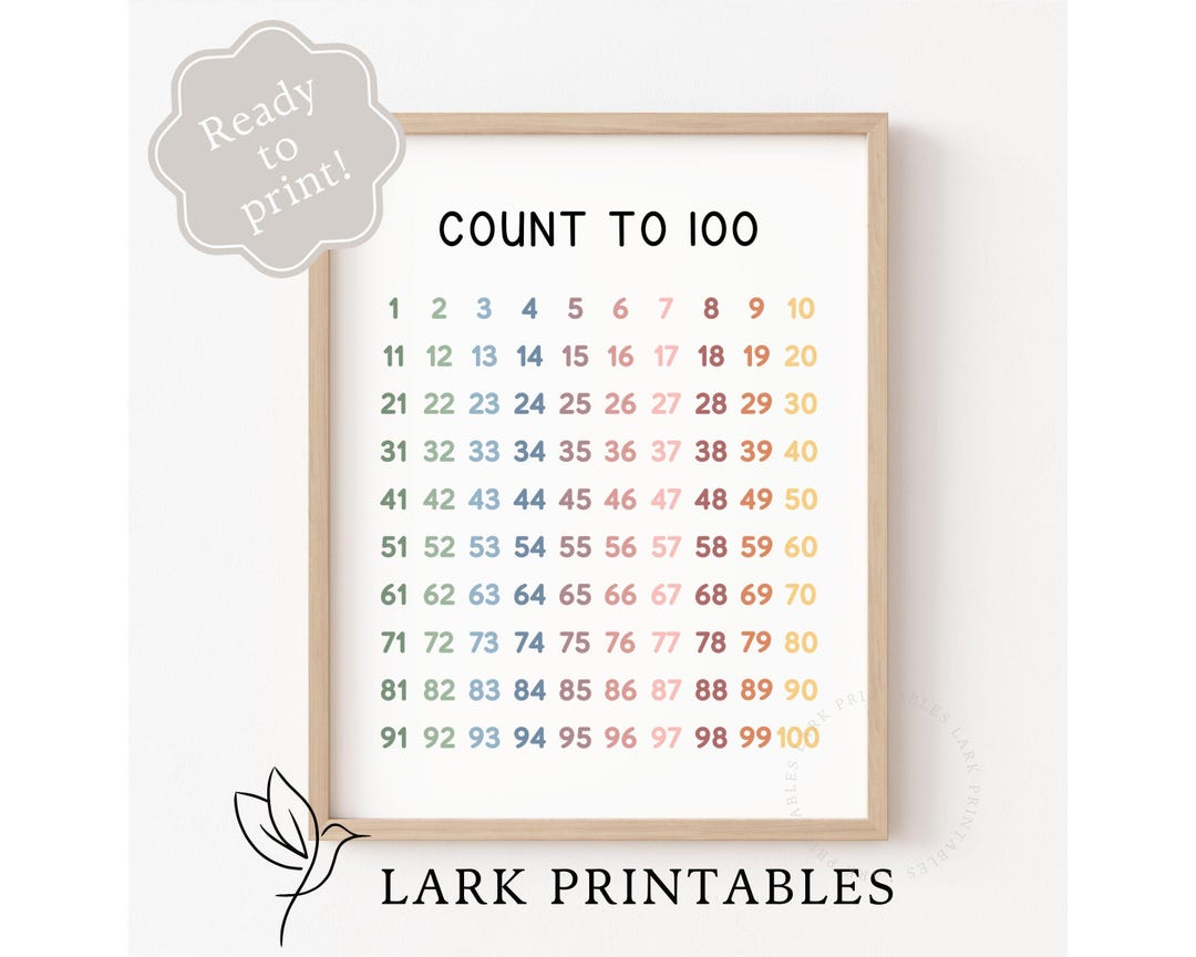 Hundreds Chart Printable Number Chart 1-100 Count to 100 Practice ...