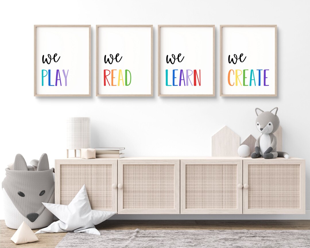 We Play Read Learn Create Set of 4 Playroom Prints, Speech Therapy ...