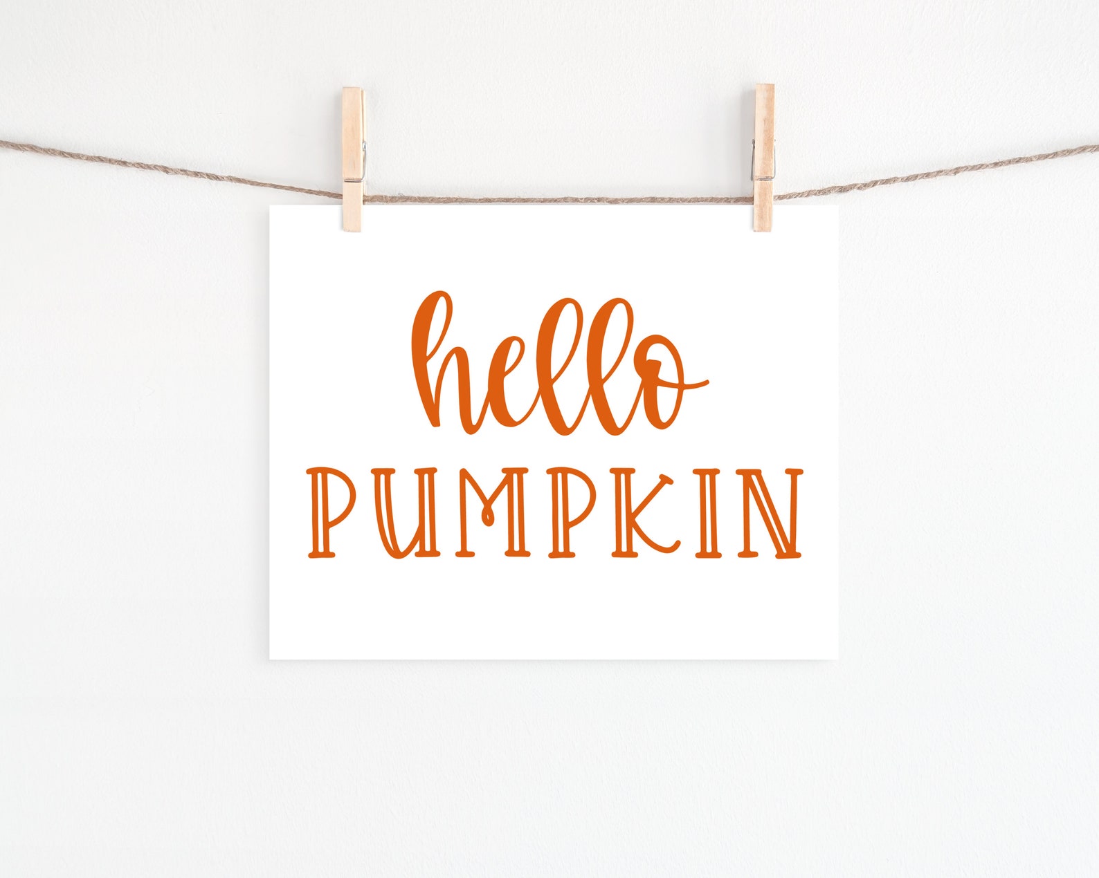 Hello Pumpkin Fall Print Fall Printable Art Rustic Fall | Etsy