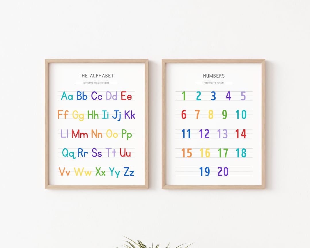 Rainbow Alphabet Poster, Handwriting Chart Print, Educational Wall Art ...