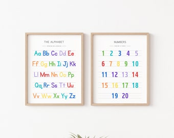Rainbow Alphabet Poster, Educational Wall Art Printable, Homeschool ...