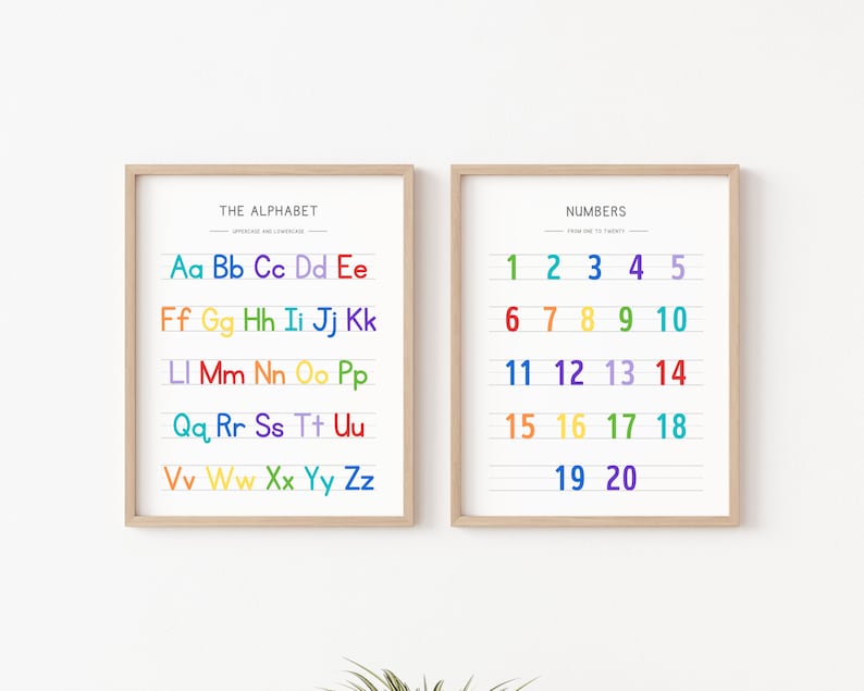 Rainbow Alphabet Poster Handwriting Chart Print Educational - Etsy