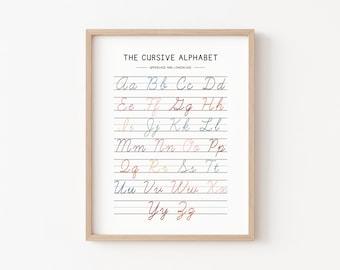 Cursive & Manuscript Print Handwriting Chart Landscape Horizontal ...