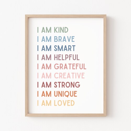 Kids Affirmation Poster Boho Classroom Decor I Am - Etsy