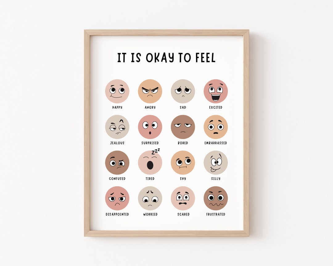 It's Okay to Feel, Boho Classroom Decor, Feelings Chart Poster, My ...