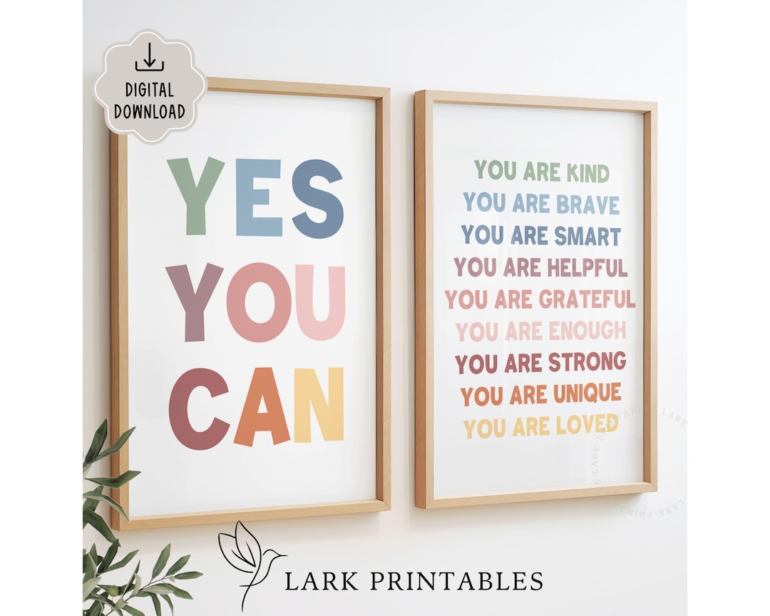 Yes You Can Poster Printable, Playroom Print, Motivational Poster for ...