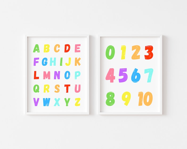 Numbers Alphabet Set of 2, Alphabet Numbers Poster, Alphabet Number ...
