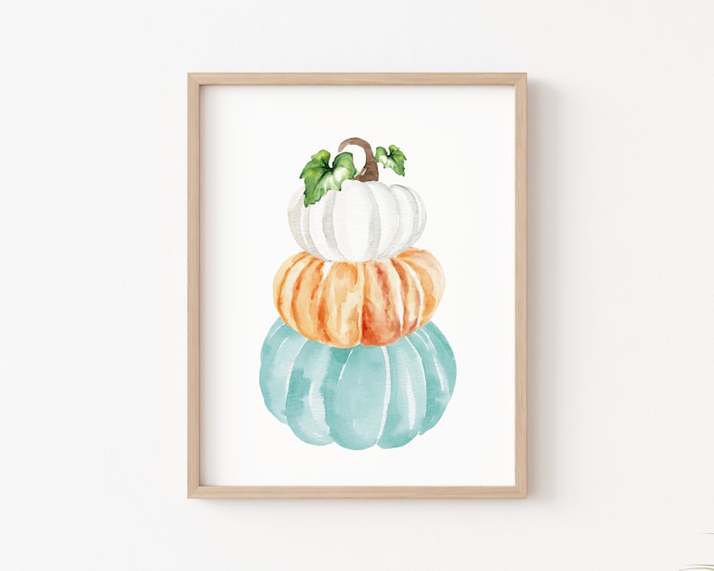 Set of 3 Watercolor Pumpkin Printable, Fall Wall Decor, Autumn Decor ...