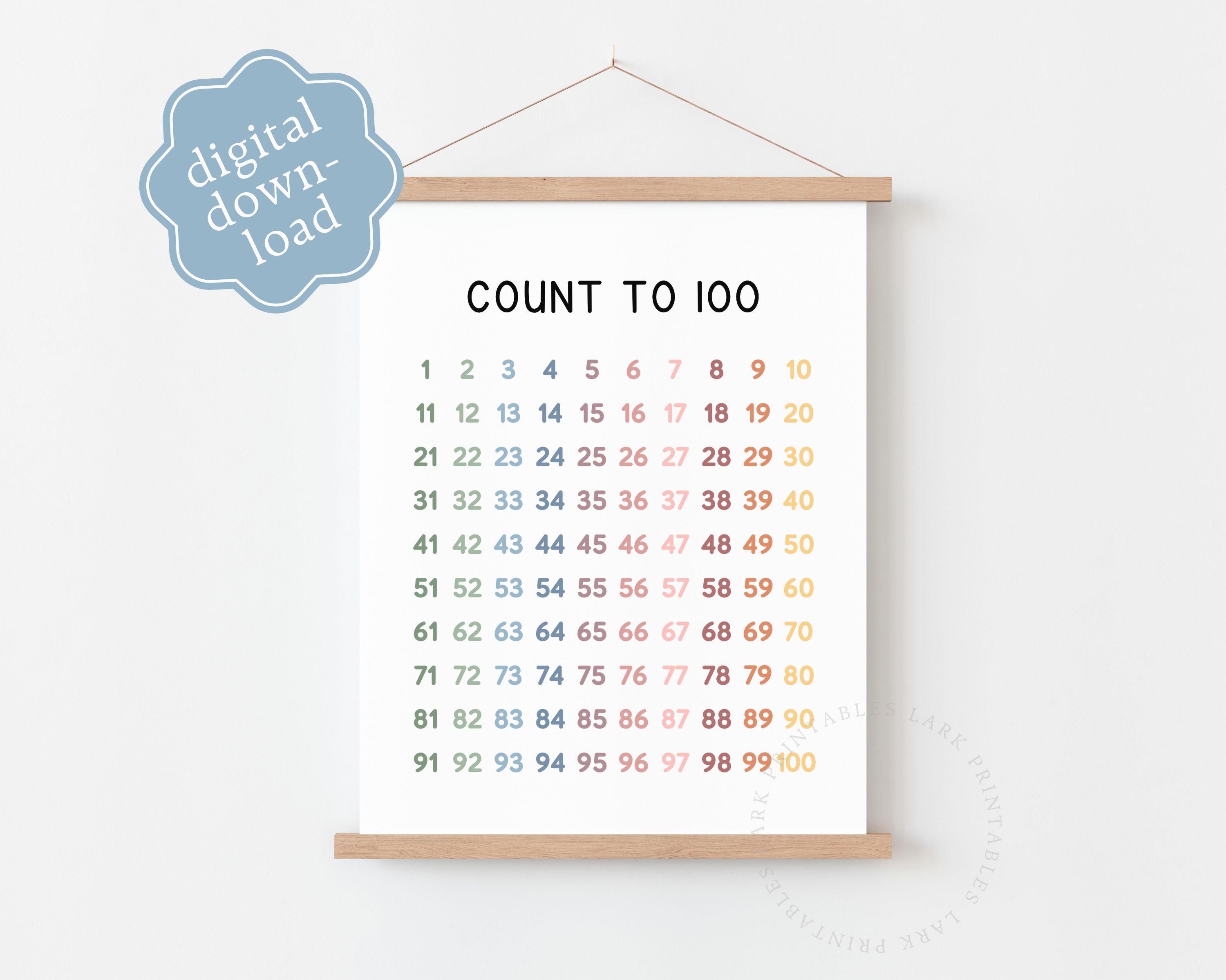 Hundreds Chart Printable Number Chart 1-100 Count to 100 Practice ...