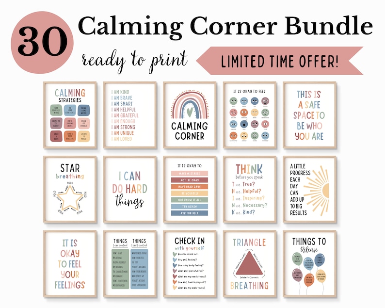 30 Calming Corner Posters Boho Educational Wall Art Printable - Etsy