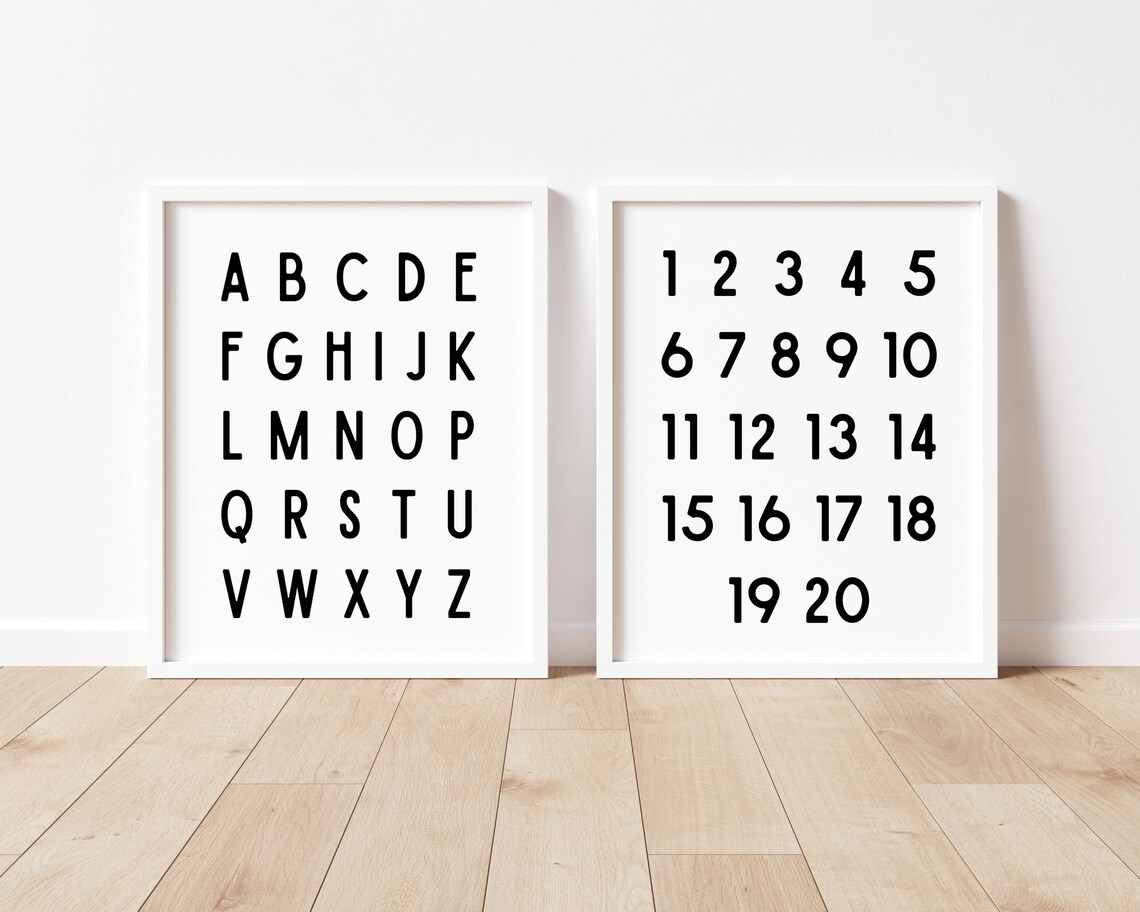 Black and White Alphabet Poster Neutral Playroom Set of 2 - Etsy