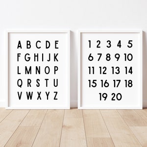 Black and White Alphabet Poster Neutral Playroom Set of 2 Prints ...