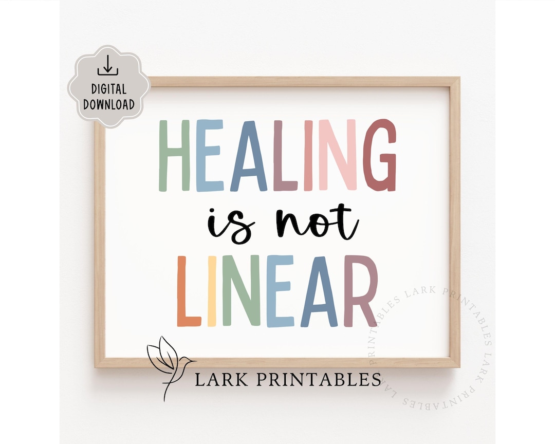 Healing is Not Linear Printable Poster, Mental Health, Healing Reminder ...