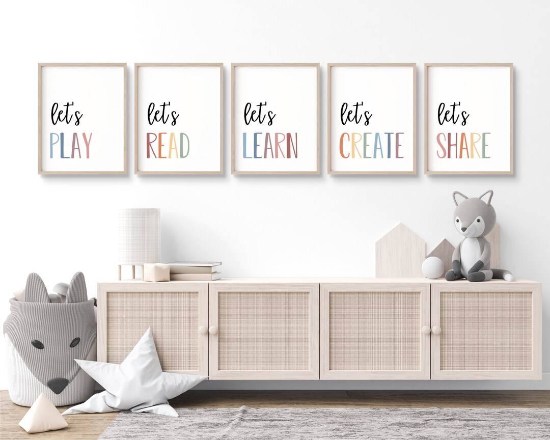 Let's Play Let's Read Let's Learn Let's Create Set of 5 Playroom Prints ...
