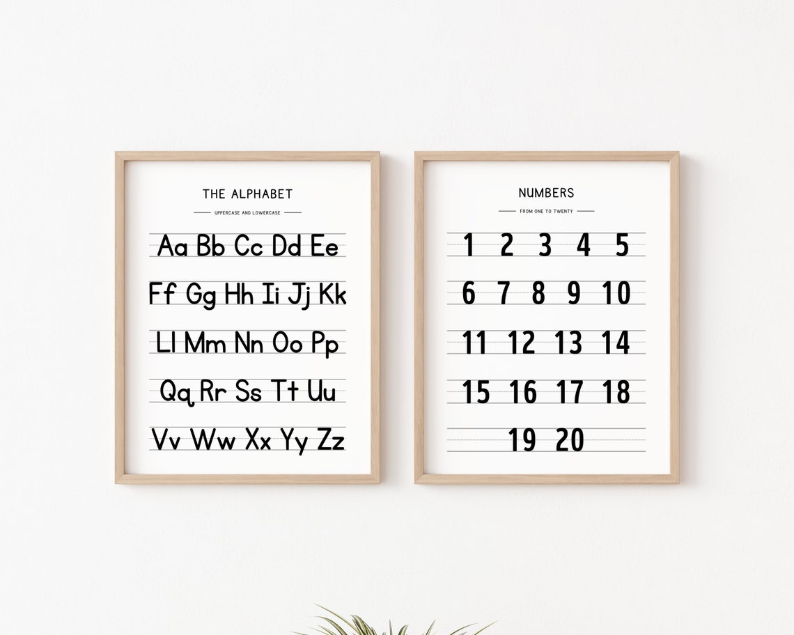Alphabet Poster, Handwriting Chart Print, Educational Wall Art ...