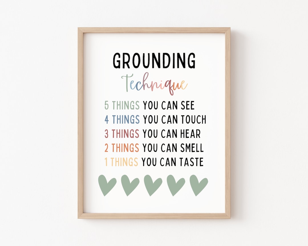 Grounding Technique Exercise Poster 54321 for Anxiety Relief School ...