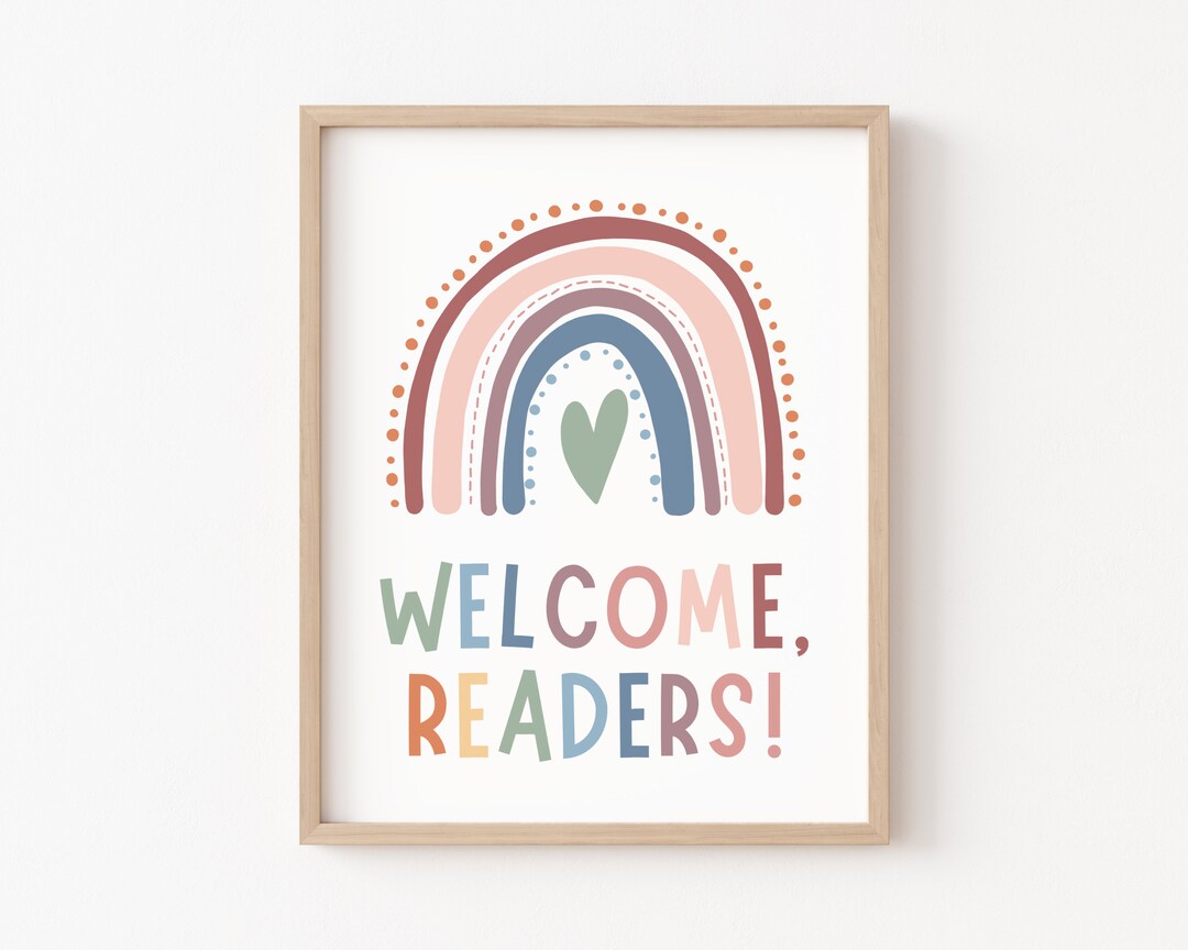 Welcome Readers Printable Let's Read, Reading Nook Boho Classroom Decor ...