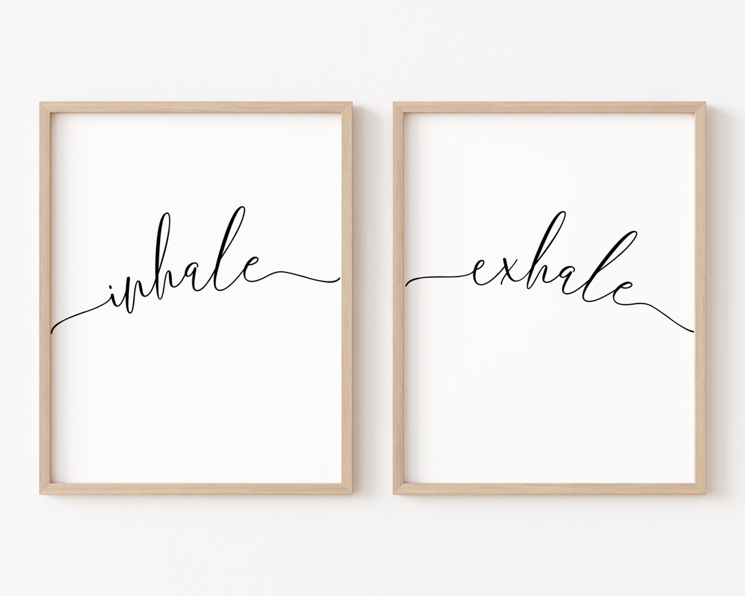 Inhale Exhale Printable Wall Art, Bedroom Wall Art, Set of Two Prints ...