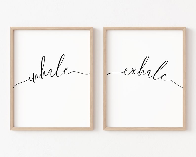 Inhale Exhale Printable Wall Art, Bedroom Wall Art, Set of Two Prints ...