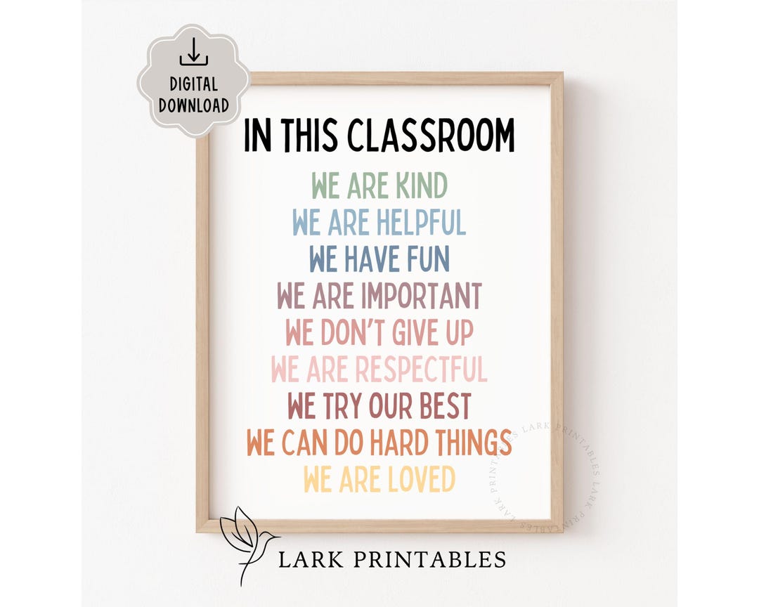 In This Classroom We Are Kind Printable Poster, Classroom Rules ...