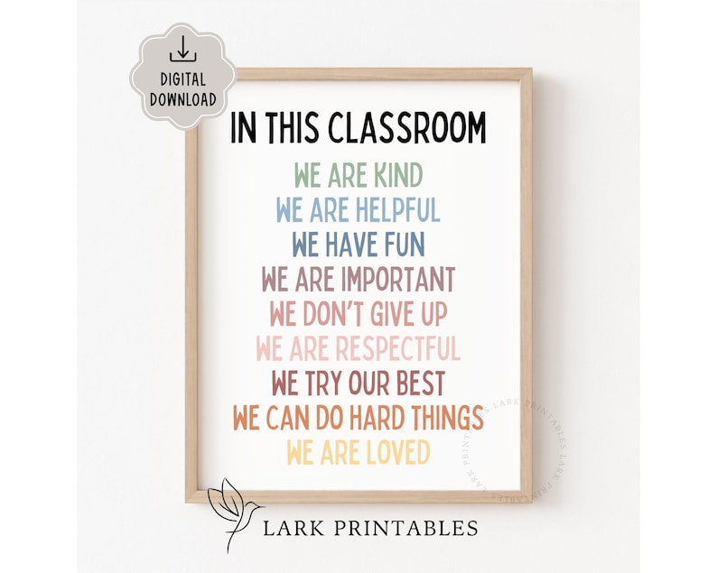 In This Classroom We Are Kind Printable Poster, Classroom Rules ...