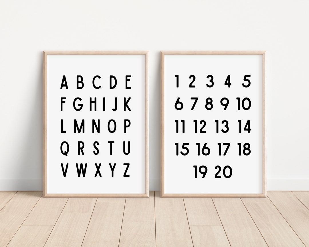 Black and White Alphabet Poster Neutral Playroom Set of 2 Prints ...