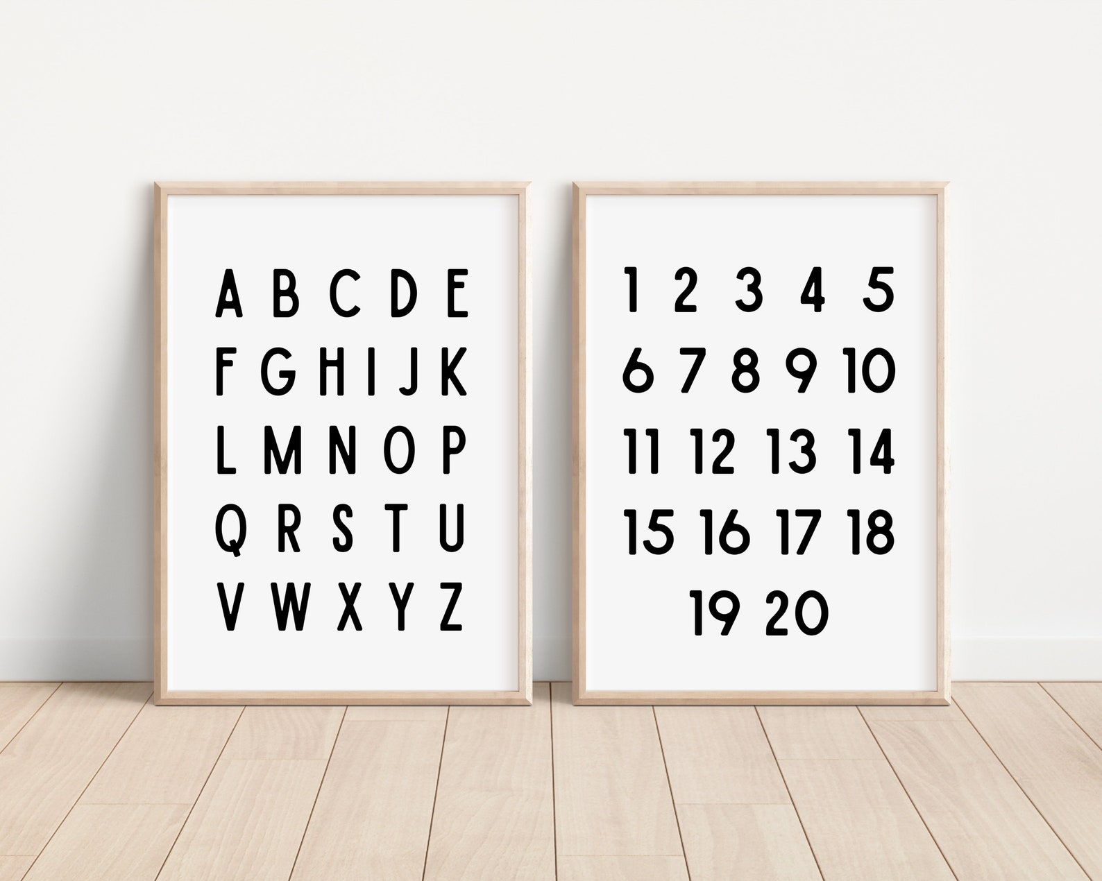 Black and White Alphabet Poster Neutral Playroom Set of 2 Prints ...