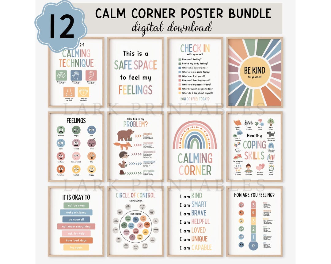 Classroom Decor Calming Corner Posters Bundle Set of 12, School ...